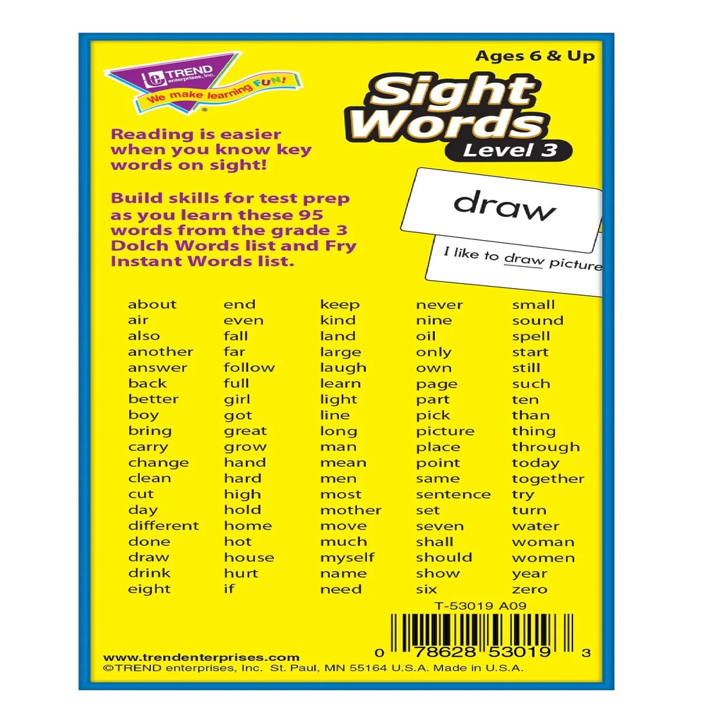 Sight Words – Level 3 Flash Cards Two-sided (96cards) (6+yrs ...